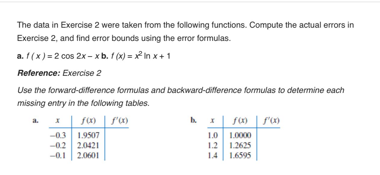Solved The data in Exercise 2 were taken from the following | Chegg.com