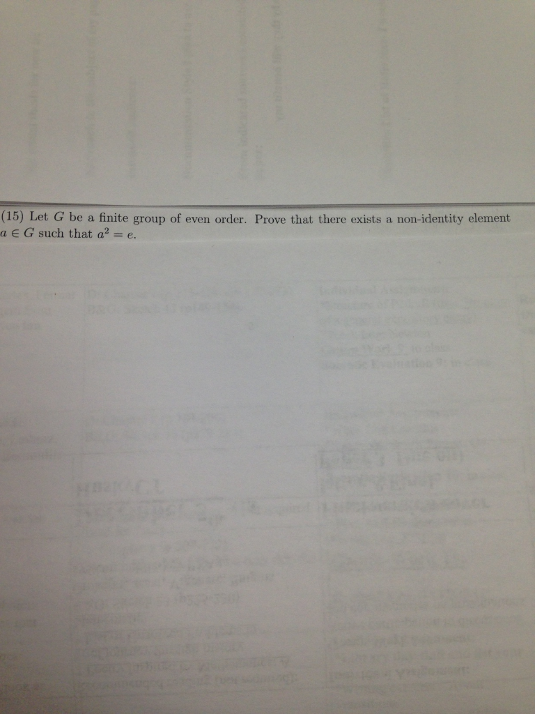 Solved (15) Let G be a finite group of even order. Prove | Chegg.com
