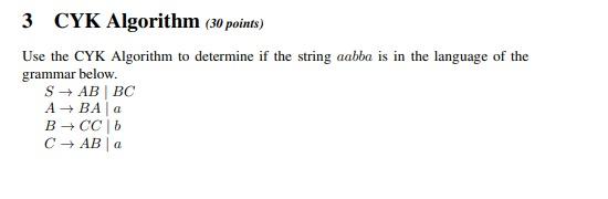 Solved 3 Cyk Algorithm 30 Points Use The Cyk Algorithm To 6102