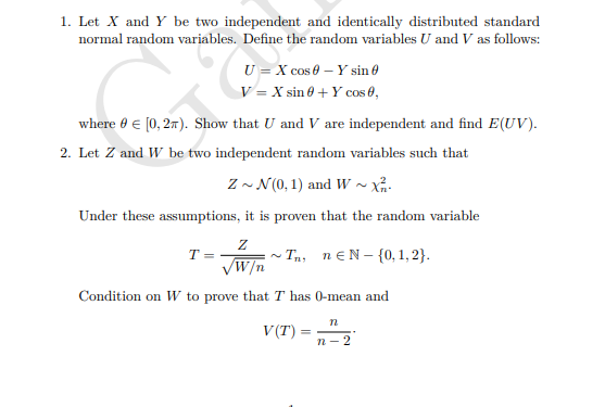 Solved 1. Let X and Y be two independent and identically | Chegg.com