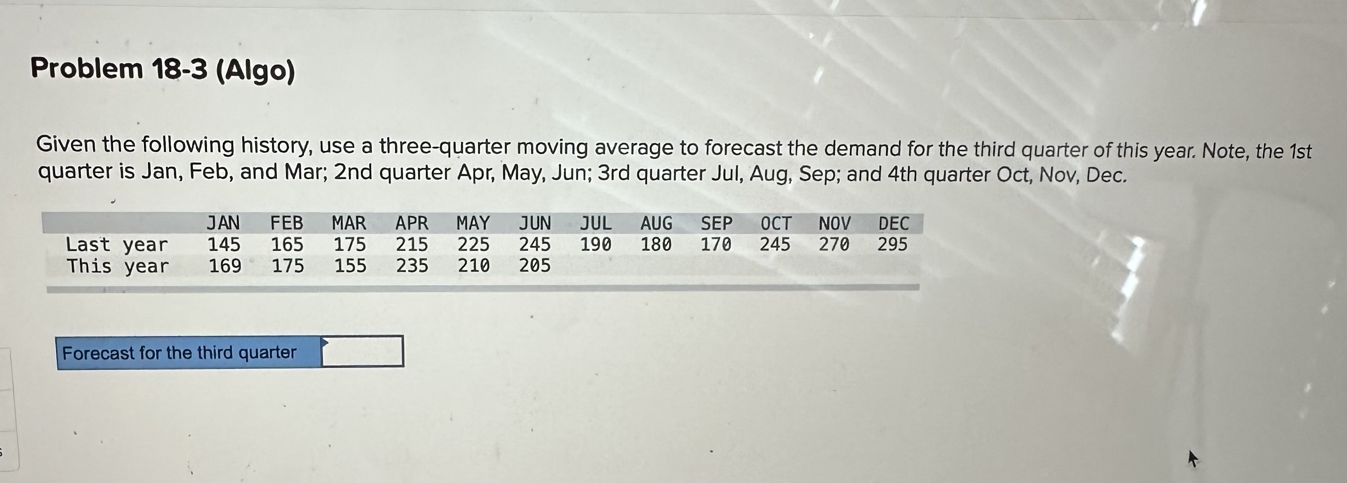 Solved Given the following history, use a three-quarter | Chegg.com