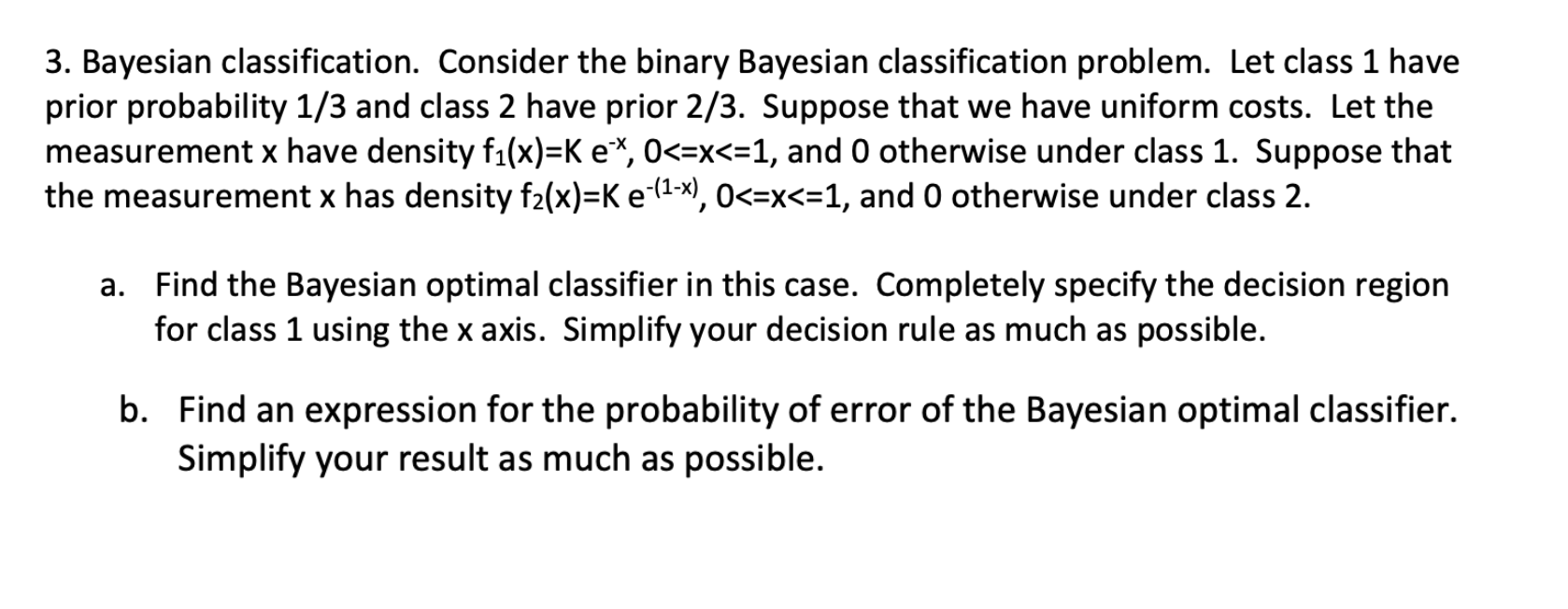 Solved 3 Bayesian Classification Consider The Binary