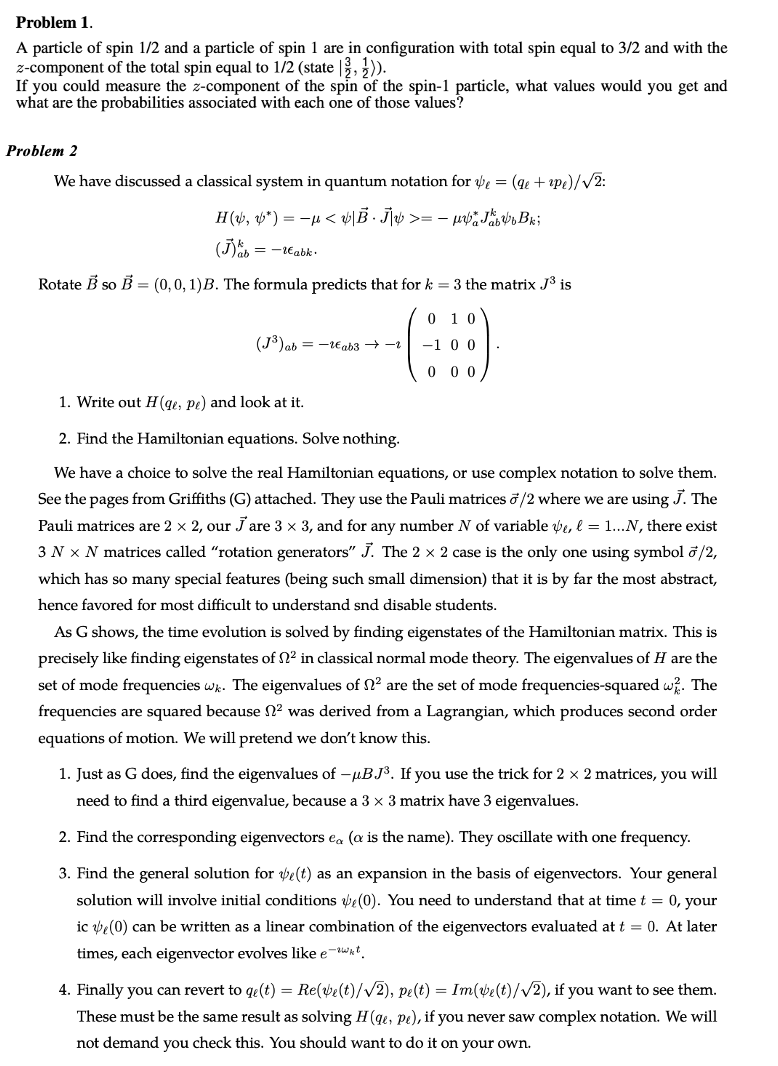 Solved OLNY SOLVE THE PROBLEM 2!A particle of spin 1/2 and a | Chegg.com
