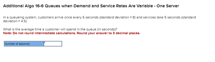 Solved Addltional Algo 16-6 Queues when Demand and Service | Chegg.com
