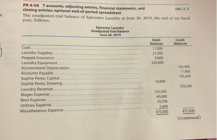 Solved PR 4-3A T accounts, adjusting entries, financial | Chegg.com