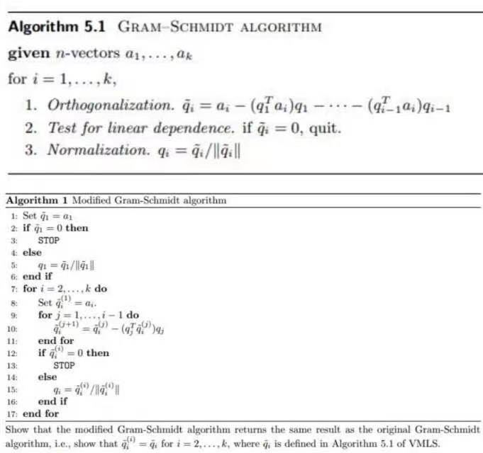 Modified Gram Schmidt Page 101 Of Vmls Mentions That