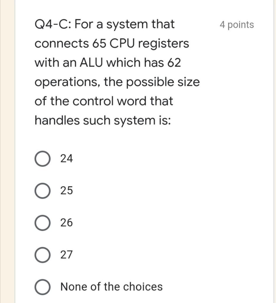 Solved 4 points Q4-C: For a system that connects 65 CPU | Chegg.com