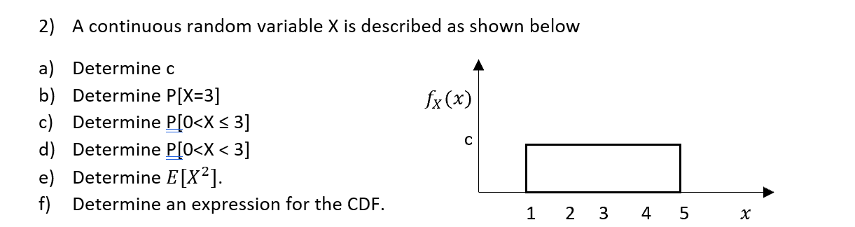 Solved 2 A Continuous Random Variable X Is Described As 1720
