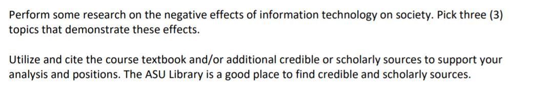 Solved Perform some research on the negative effects of | Chegg.com