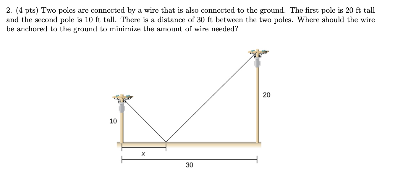 Solved 2. (4 pts) Two poles are connected by a wire that is | Chegg.com