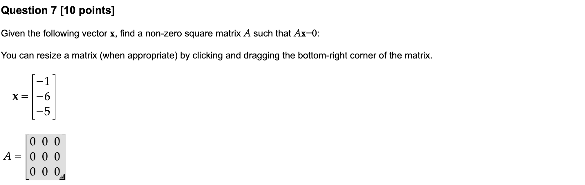 Solved Question 7 [10 ﻿points]Given the following vector x, | Chegg.com