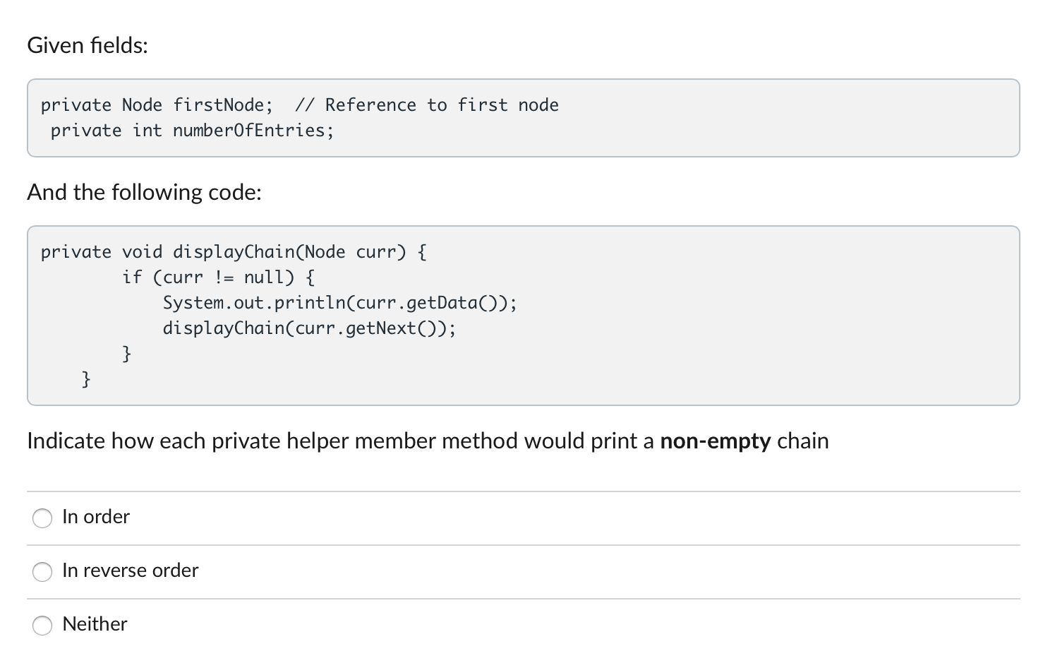 Solved Given Fields Private Node Firstnode Reference To 8901