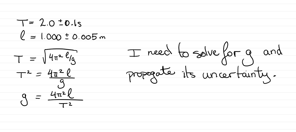 Solved I need to solve for g using my experimental data, I | Chegg.com