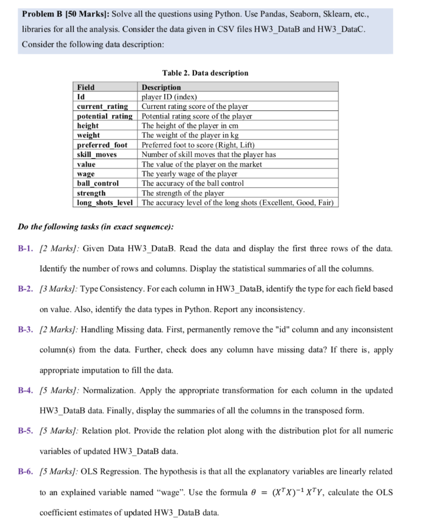 Solved Problem B [50 Marks]: Solve all the questions using | Chegg.com
