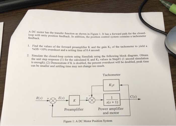 Solved A DC motor has the transfer function as shown in | Chegg.com