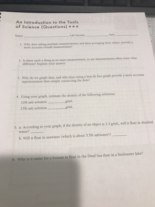 Solved 14 An Introduction to the Tools of Science | Chegg.com