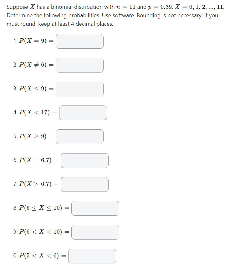 Solved Suppose x ﻿has a binomial distribution with n=11 ﻿and | Chegg.com