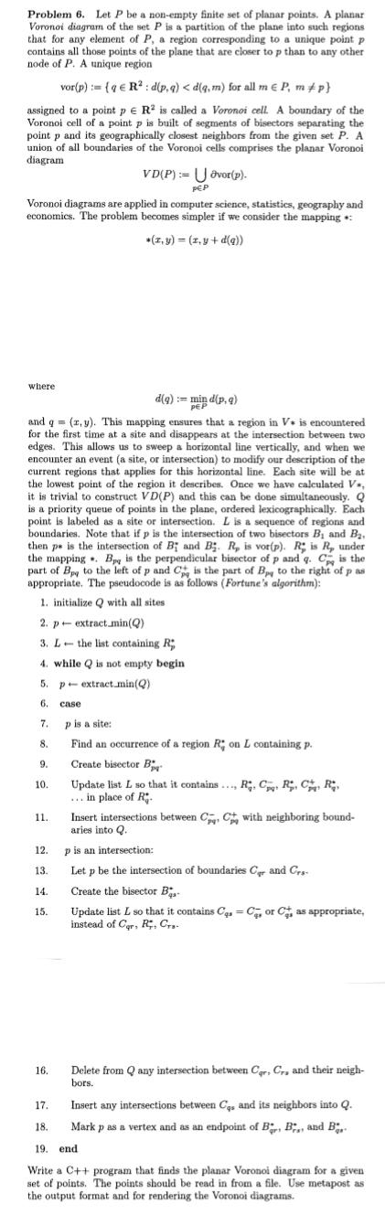 Solved Problem 6. Let P be a non-empty finite set of planar | Chegg.com