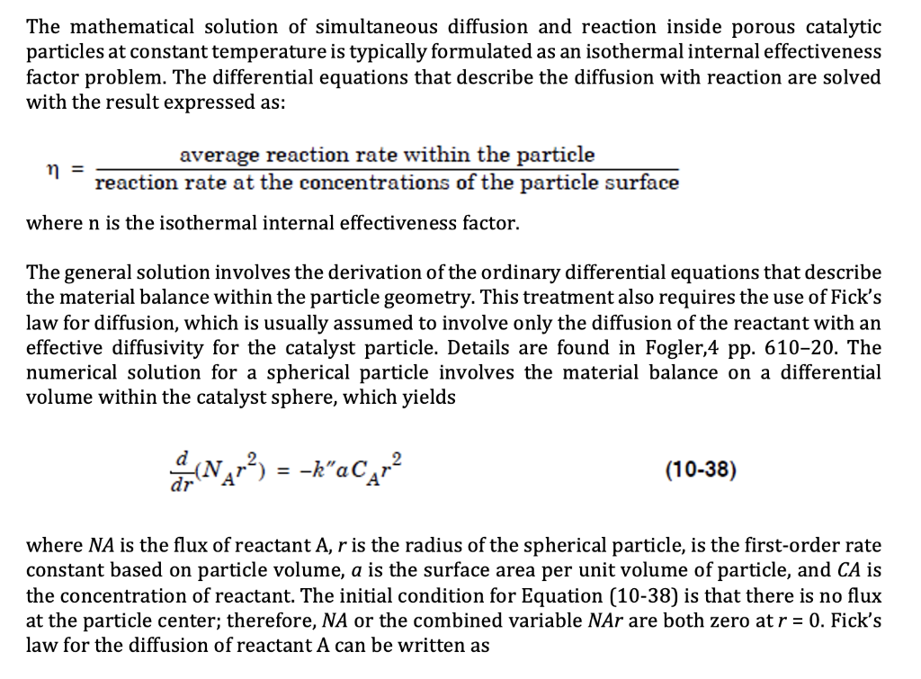 Solved The mathematical solution of simultaneous diffusion | Chegg.com