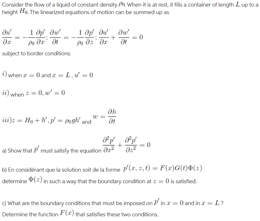 Consider the flow of a liquid of constant density Po. | Chegg.com