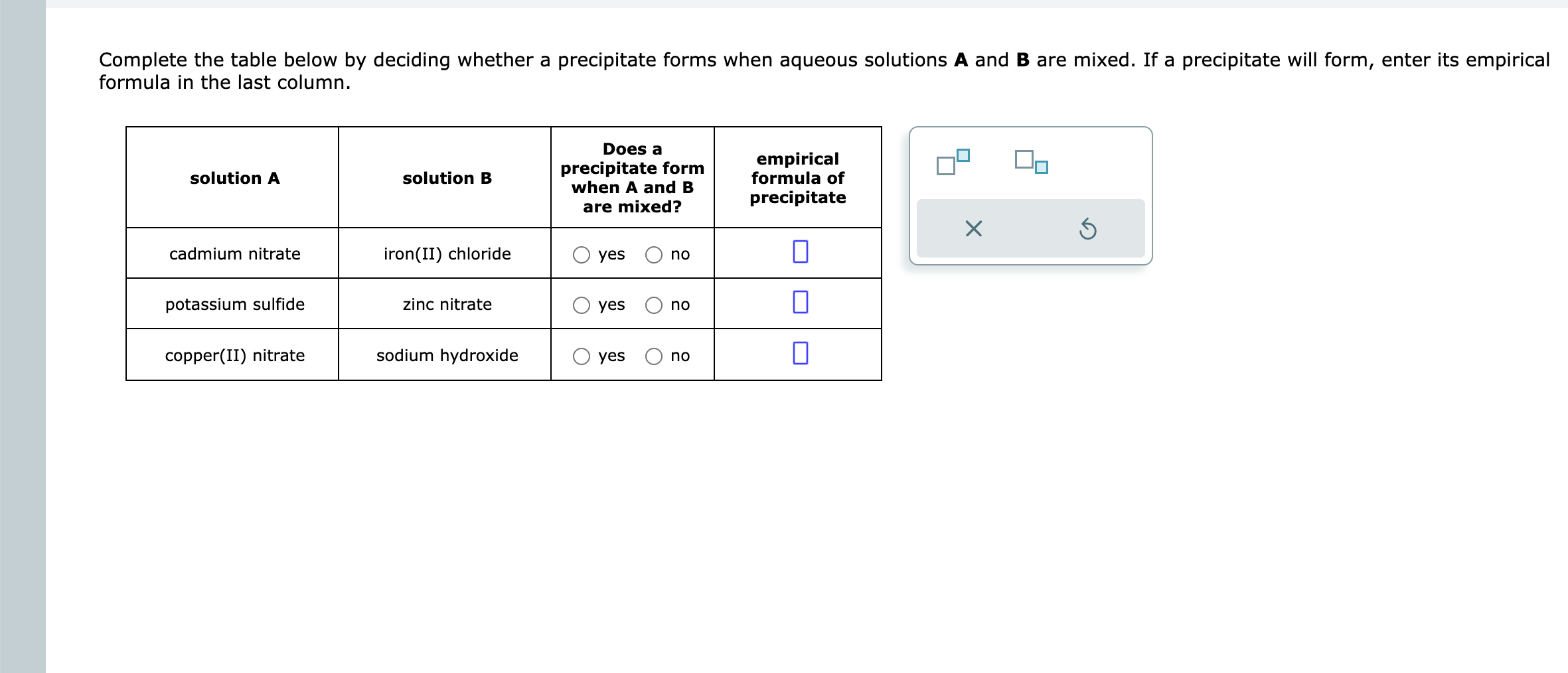 Solved Complete the table below by deciding whether a | Chegg.com