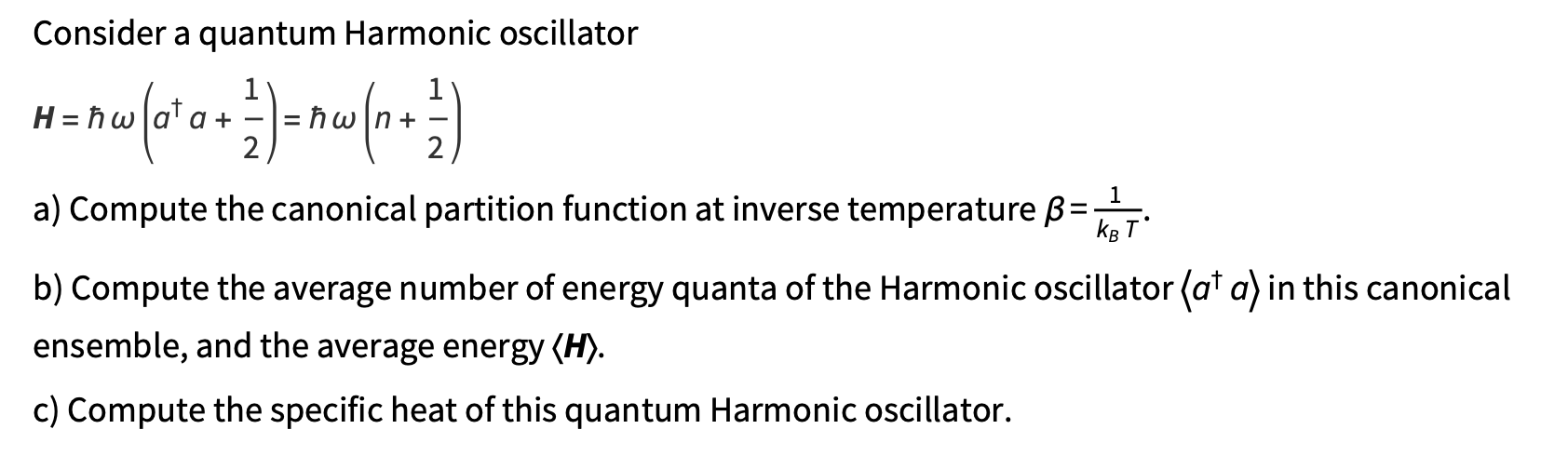 Solved Consider a quantum Harmonic oscillator | Chegg.com