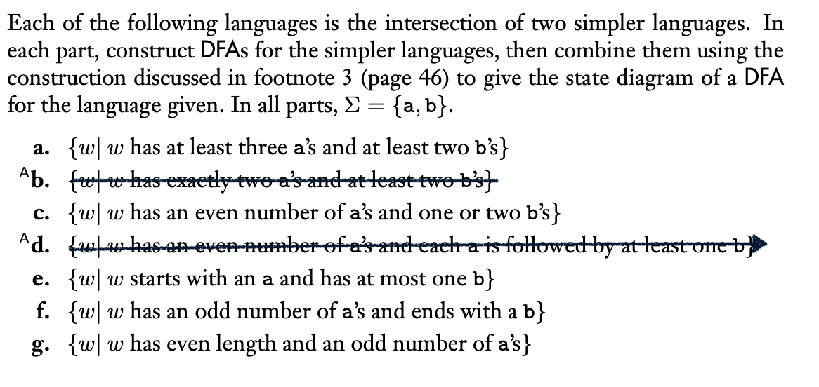 Solved a = Each of the following languages is the | Chegg.com