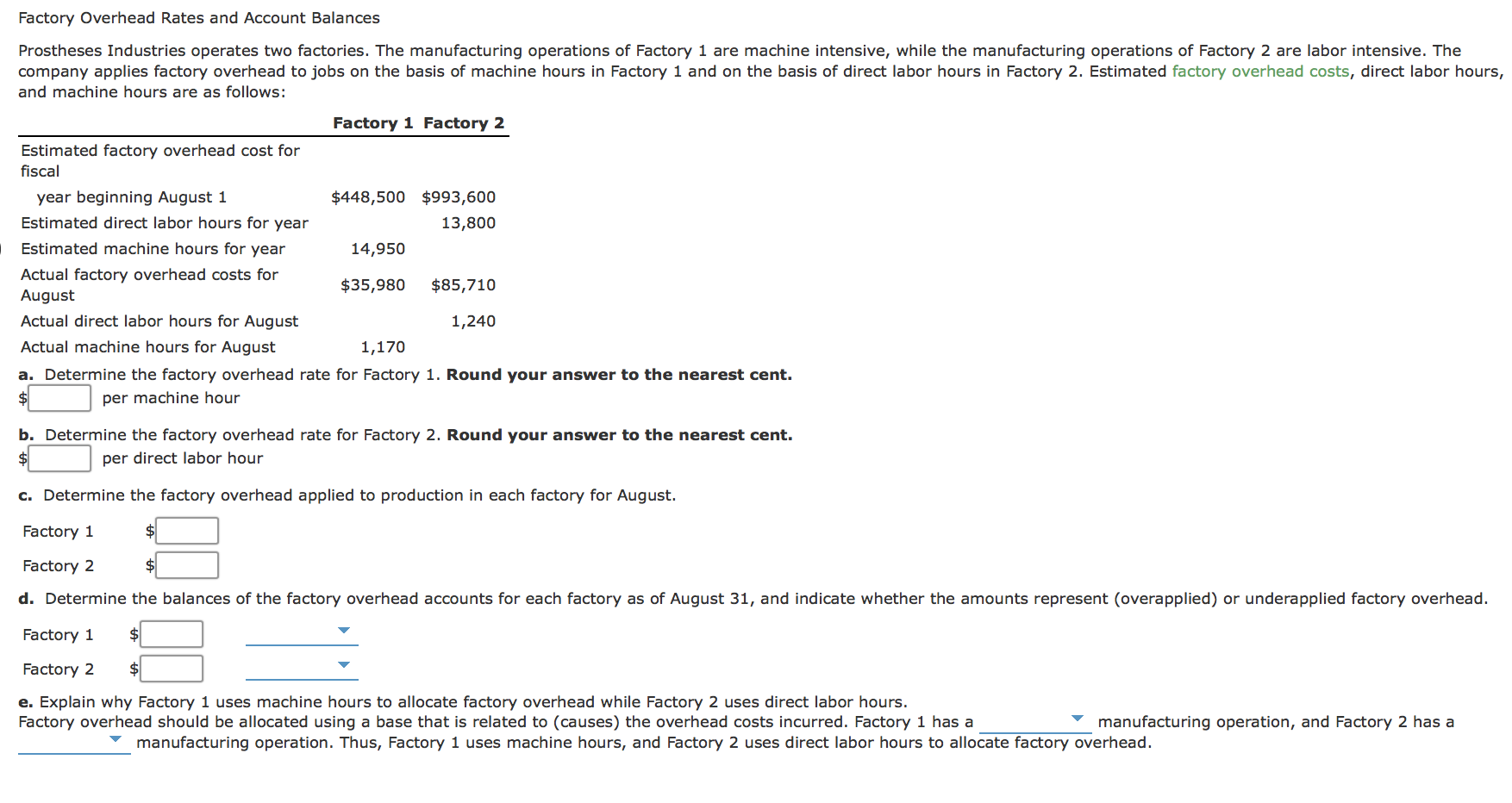 Solved Factory Overhead Rates and Account Balances | Chegg.com