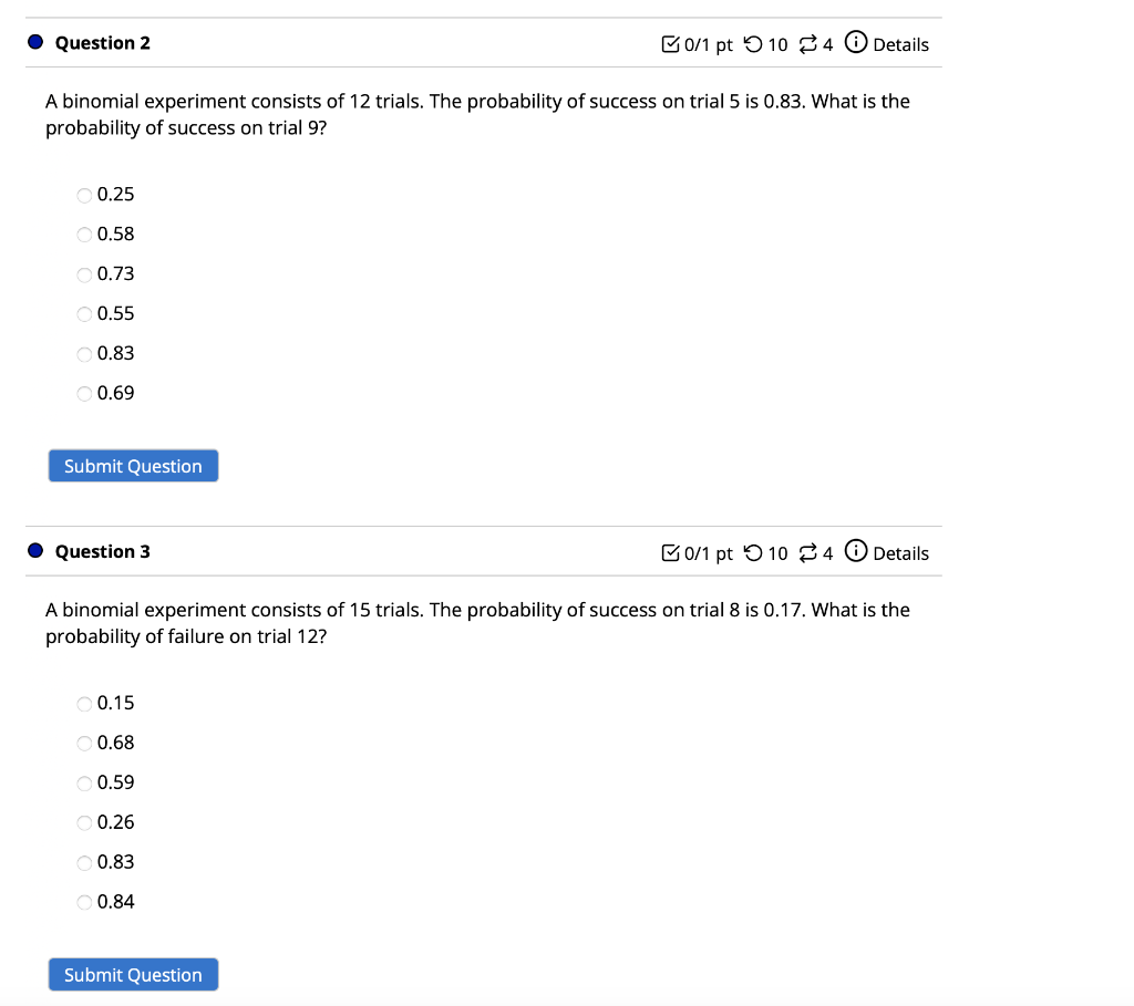 Solved A binomial experiment consists of 12 trials. The | Chegg.com