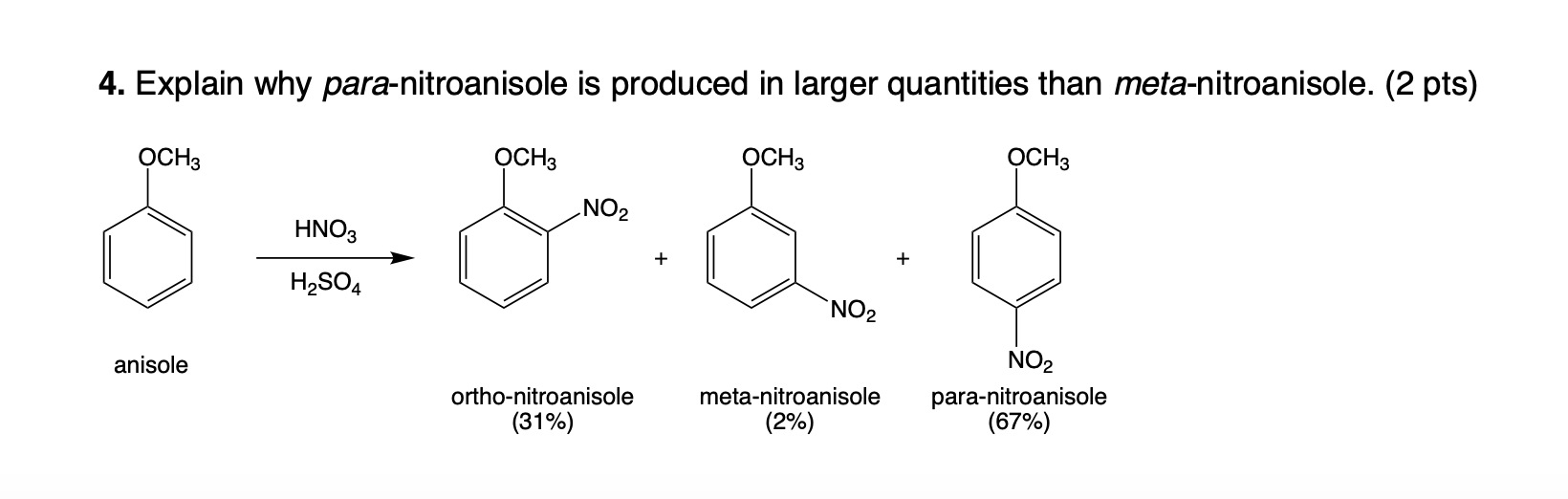 Solved 4. Explain why para-nitroanisole is produced in | Chegg.com