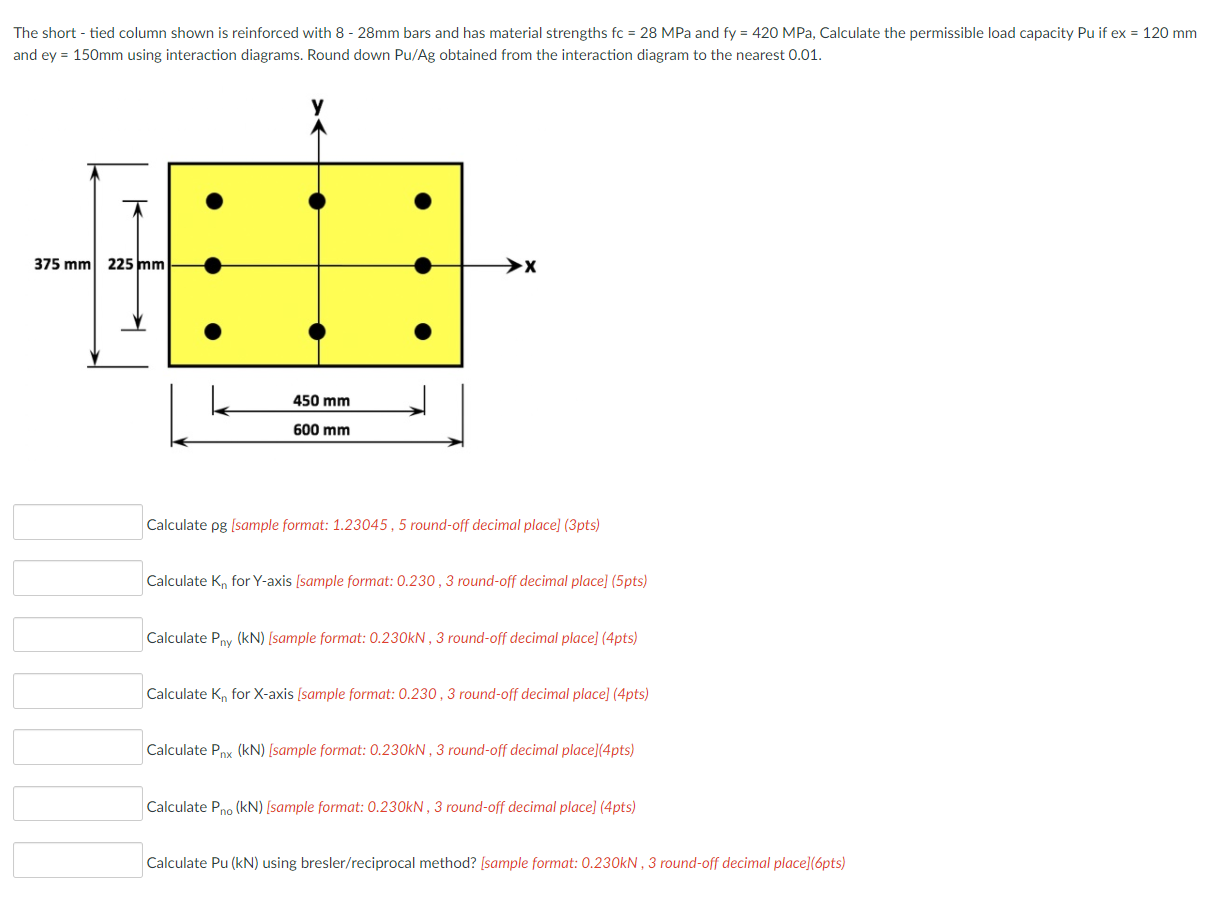 Solved The short - tied column shown is reinforced with 8 - | Chegg.com
