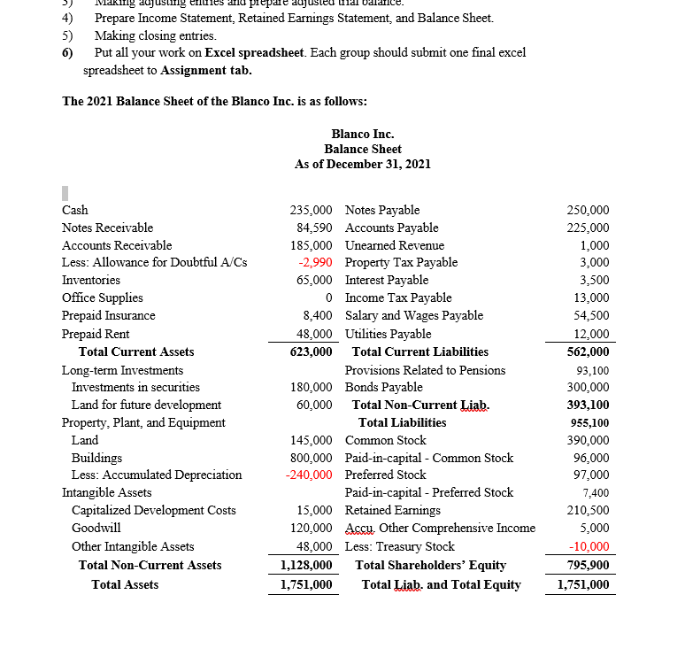 4) Prepare Income Statement, Retained Earnings | Chegg.com