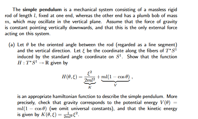 Solved The simple pendulum is a mechanical system consisting | Chegg.com