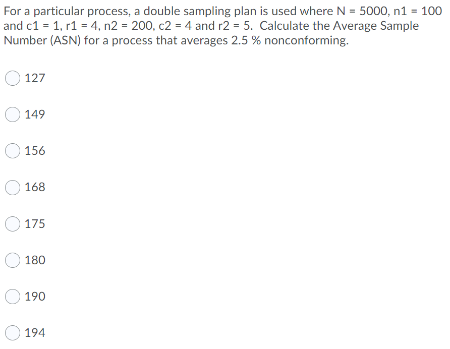 Solved For a particular process, a double sampling plan is | Chegg.com