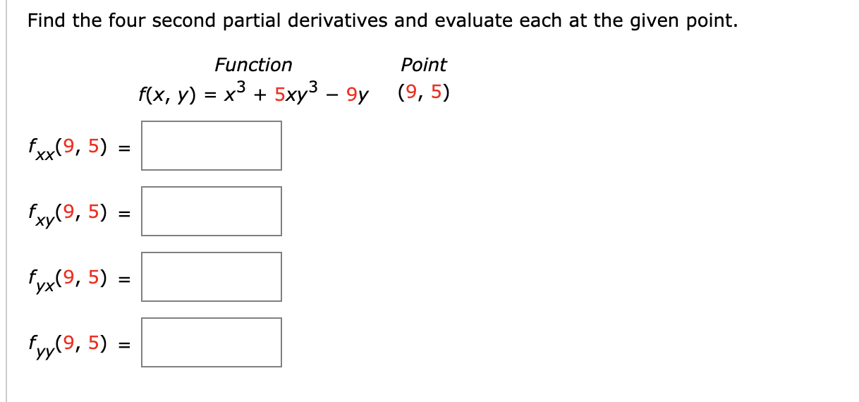 Solved Find the four second partial derivatives and evaluate | Chegg.com