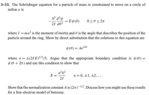 Solved 3–33. The Schrödinger equation for a particle of mass | Chegg.com