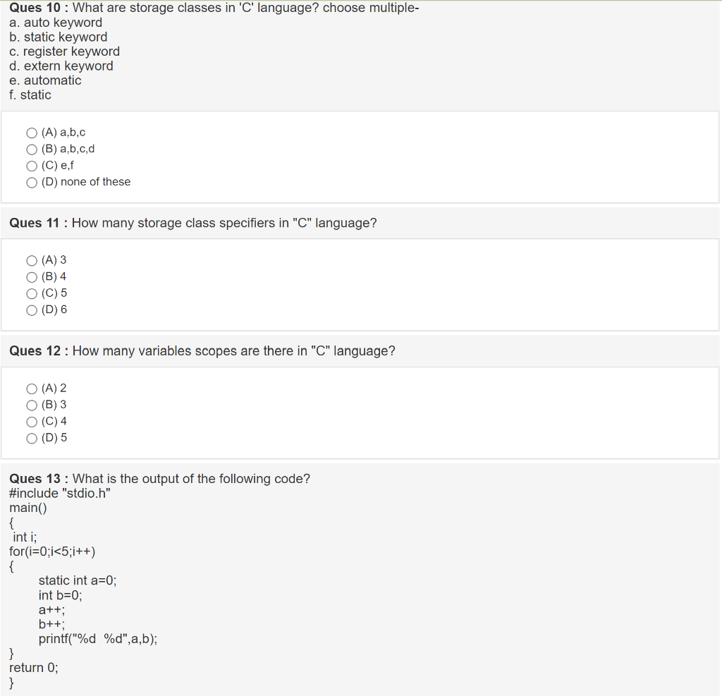 Solved Ques 1 : Which one of the given option is correct? | Chegg.com