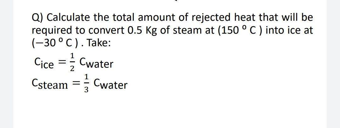 Solved Q) Calculate the total amount of rejected heat that | Chegg.com