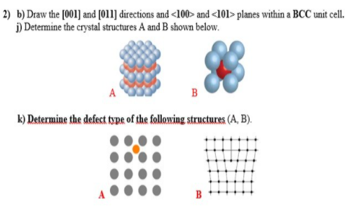 Solved 2) b) Draw the [001] and [011] directions and | Chegg.com