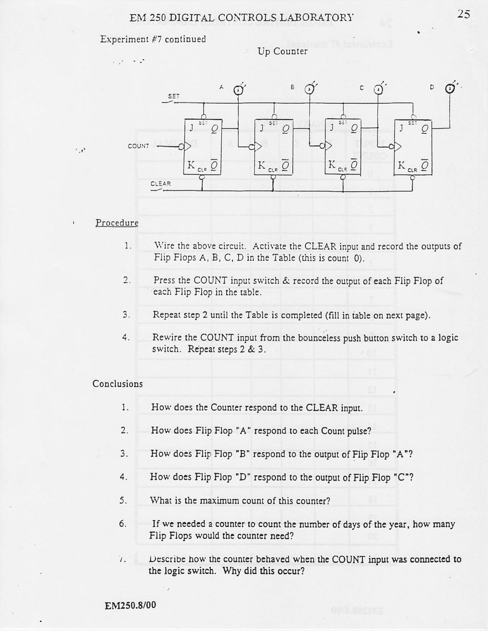 Wiring of counter Flip Flops Inputs Count Unless | Chegg.com