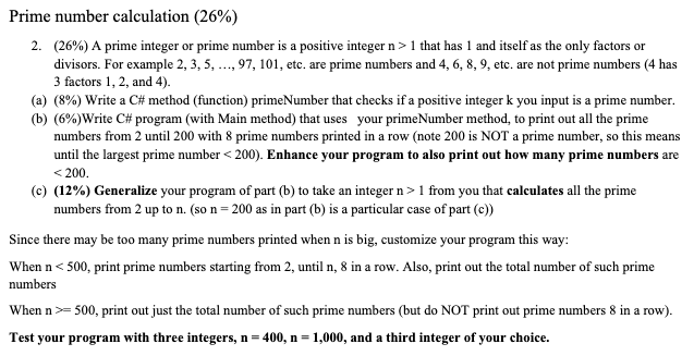 Solved Prime number calculation (26%) 2. (26%) A prime | Chegg.com