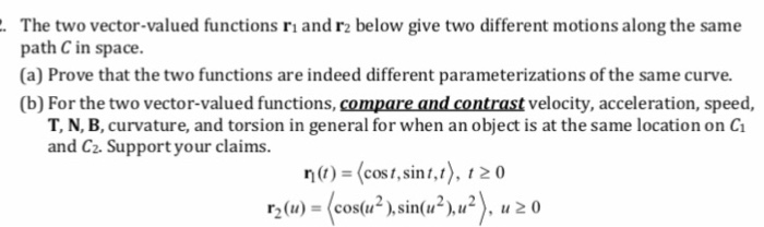 Solved The two vector-valued functions ri and r2 below give | Chegg.com