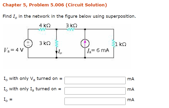 Solved Chapter 5, Problem 5.006 (Circuit Solution) Find I, | Chegg.com