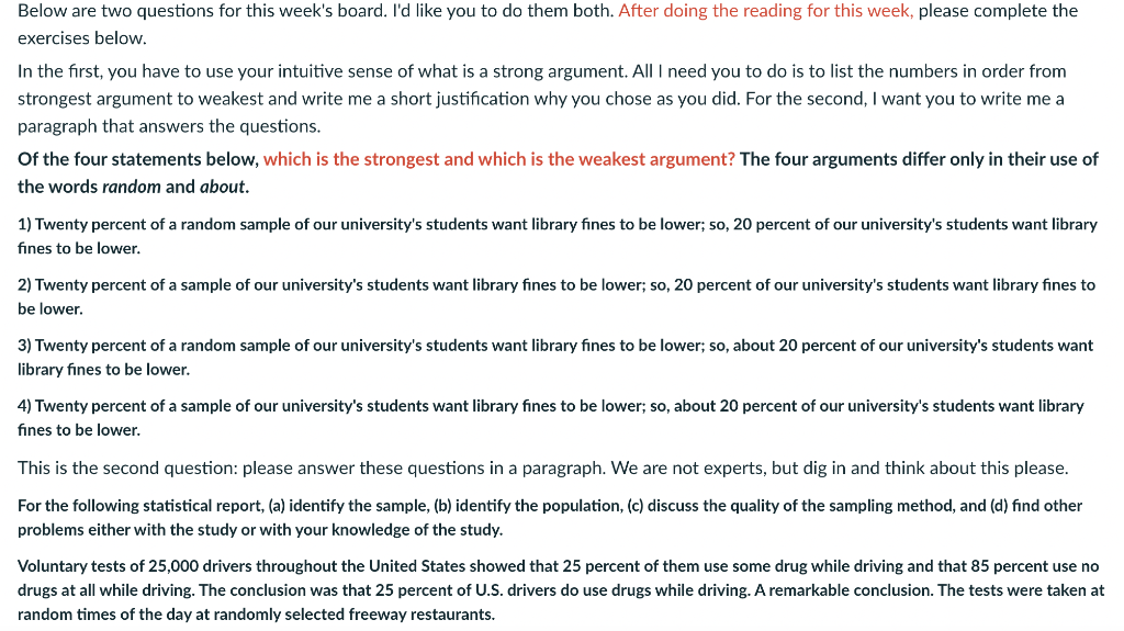 Below are two questions for this week's board. I'd | Chegg.com