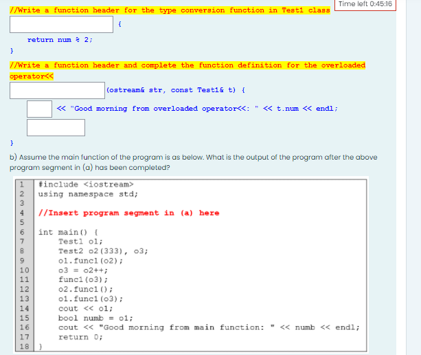Solved Finish a) Given an incomplete program segment, | Chegg.com