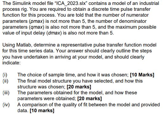 Solved The Simulink model file "ICA_2023.slx" contains a | Chegg.com