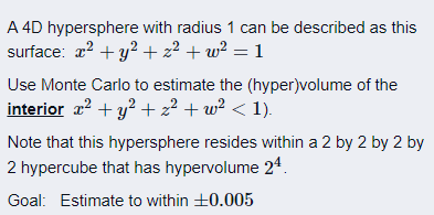 A 4D hypersphere with radius 1 can be described as | Chegg.com