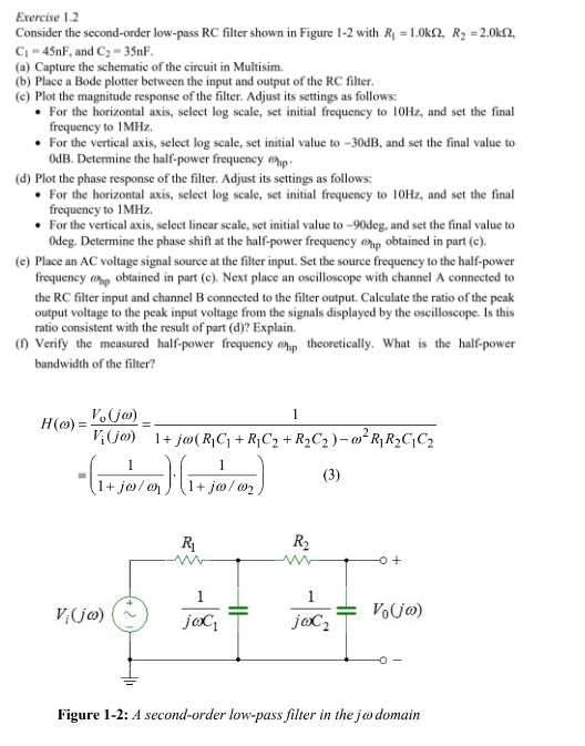 Solved Plz use Multisim Thank you!!!!!Exercise 1.2Consider | Chegg.com