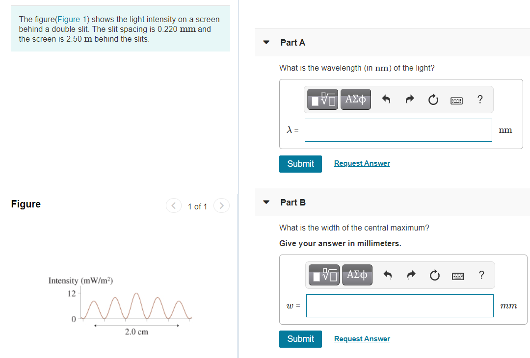 Solved The figure(Figure 1) shows the light intensity on a | Chegg.com