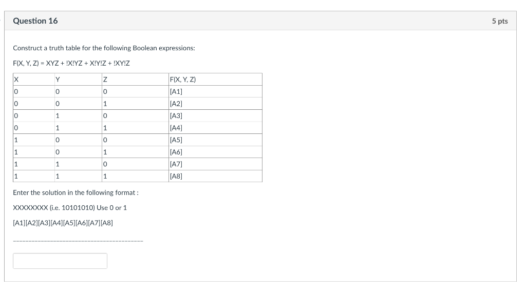Solved Construct a truth table for the following Boolean | Chegg.com
